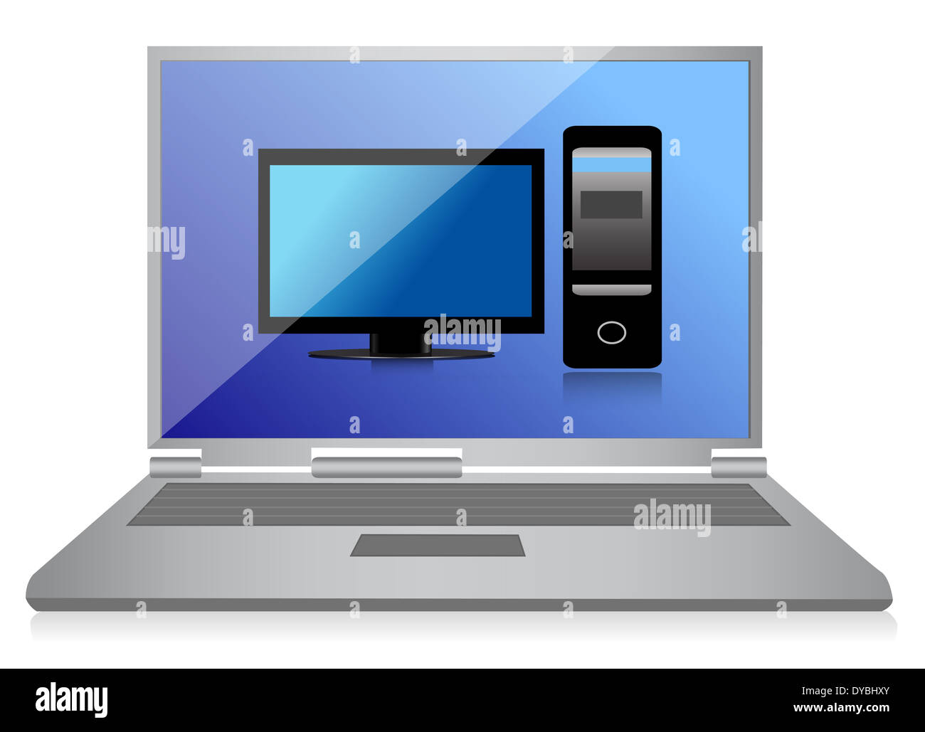Laptop with pc symbol Stock Photo - Alamy