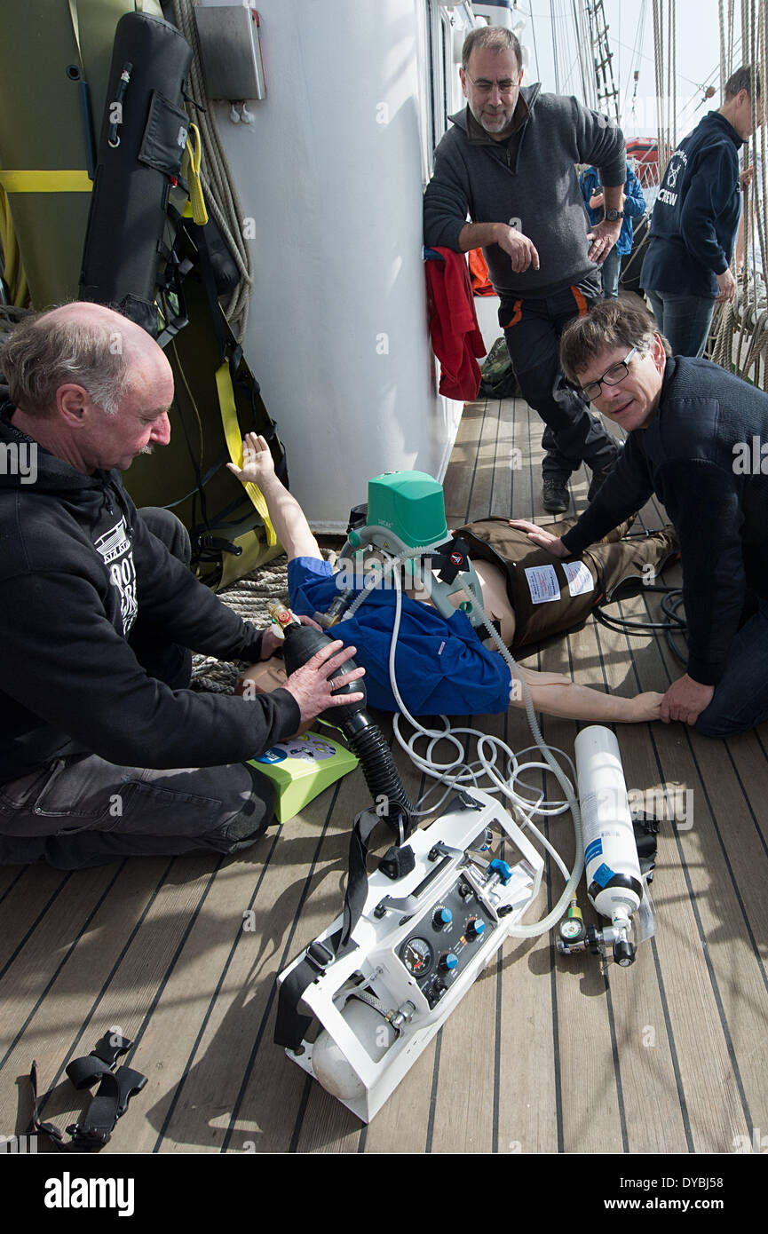 Greifswald, Germany. 12th Apr, 2014. Future ship doctor's are pictured ...