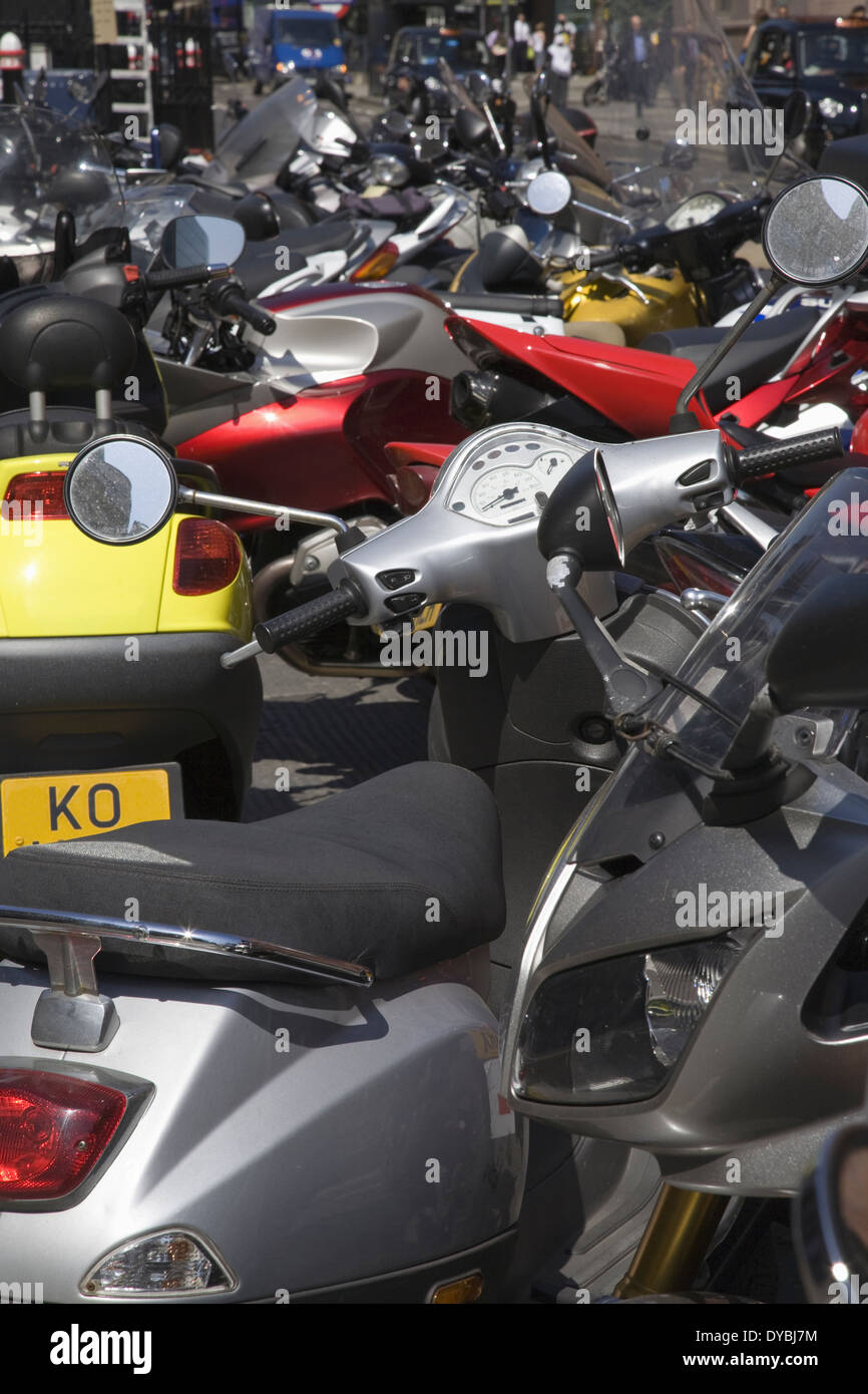 Parked motorbikes and scooters Stock Photo - Alamy