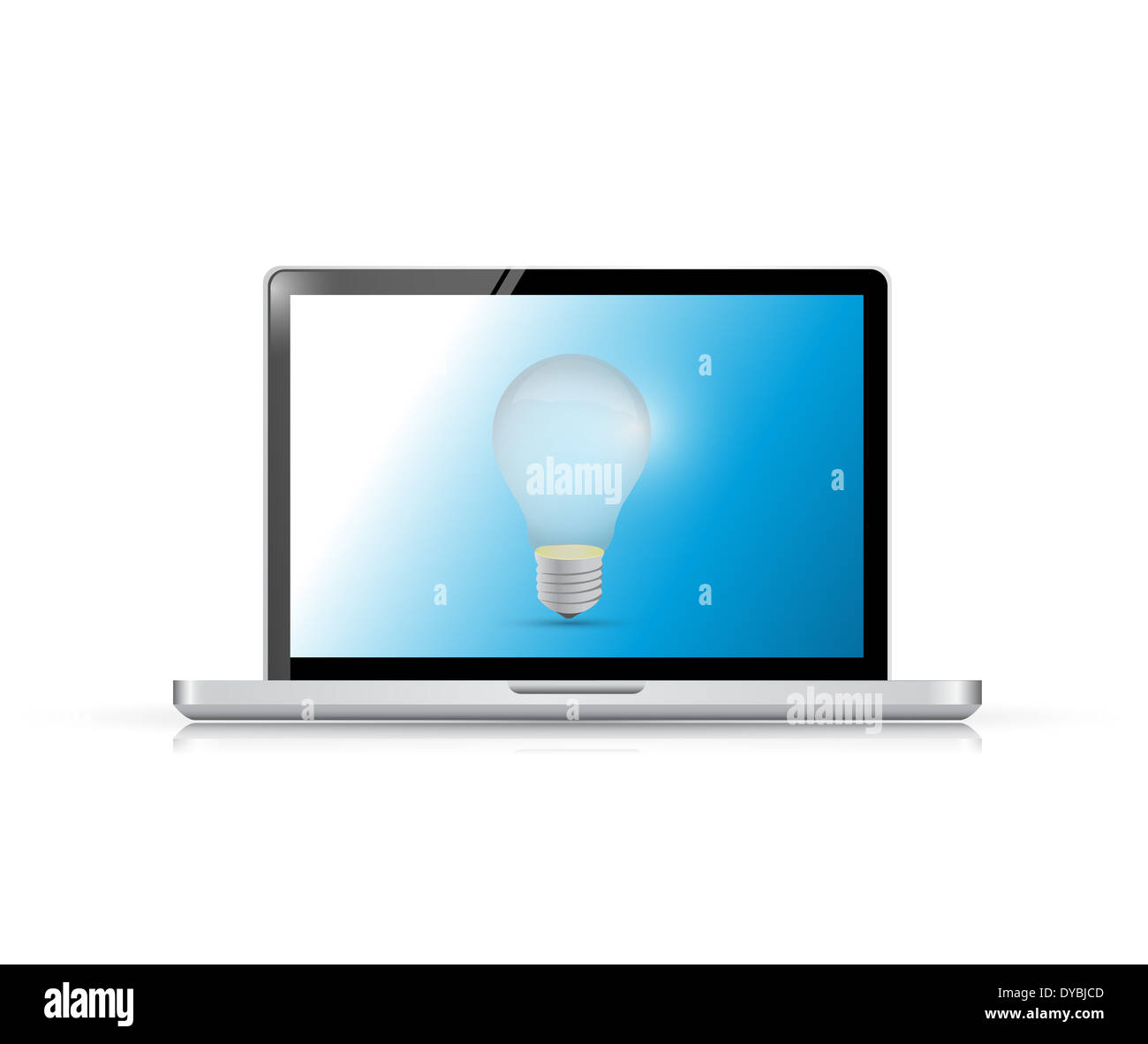 laptop and lightbulb illustration design over a white background Stock ...