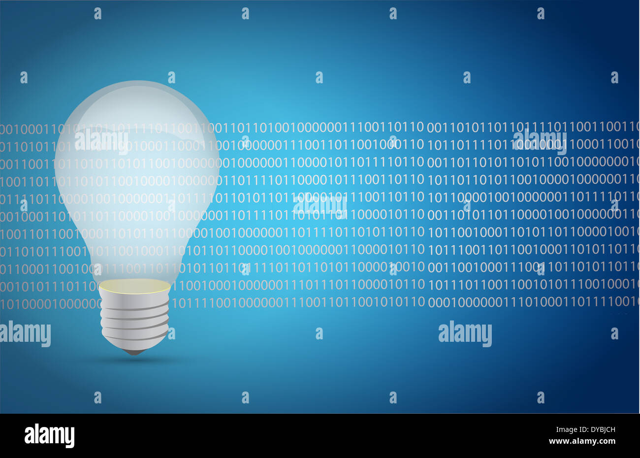 light bulb binary illustration design over a white background Stock Photo - Alamy