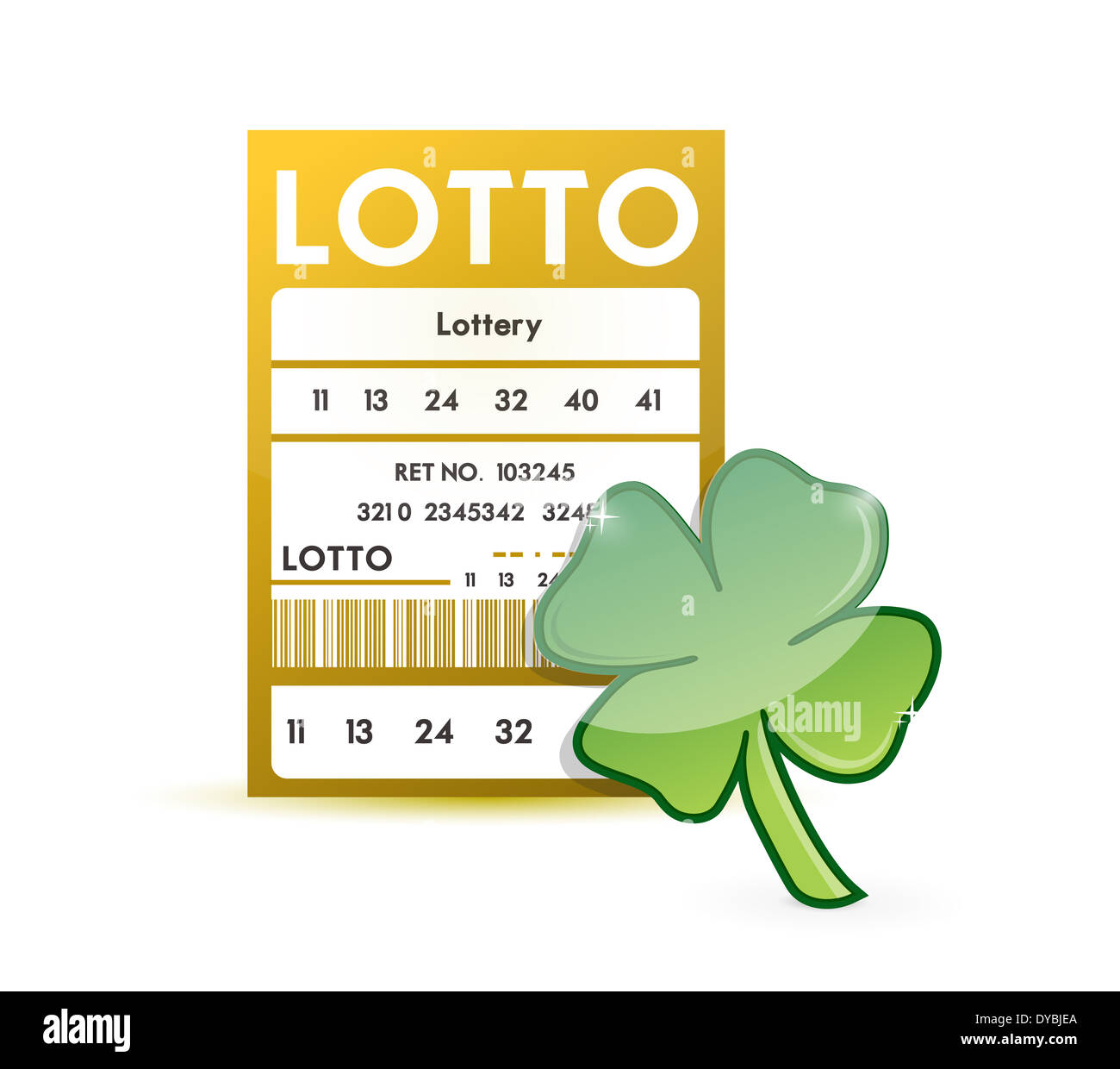 lotto ticket and lucky clover illustration design over white Stock ...