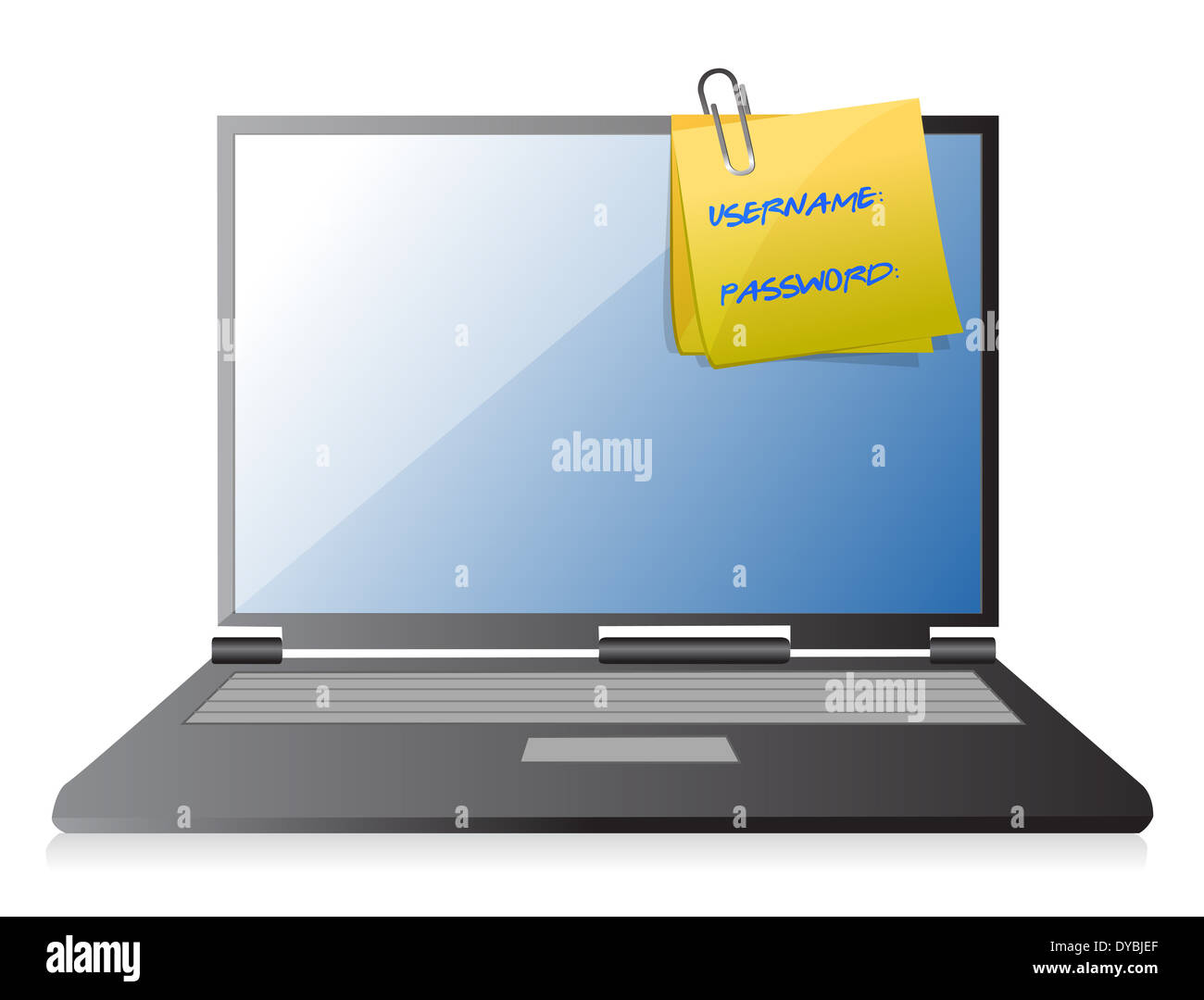 username and password on a laptop illustration design Stock Photo - Alamy