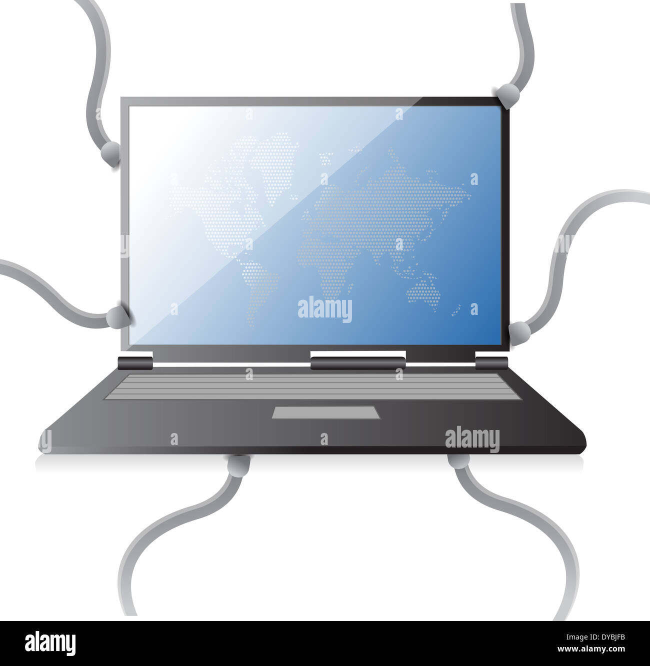 laptop network connections over a white background design Stock Photo ...