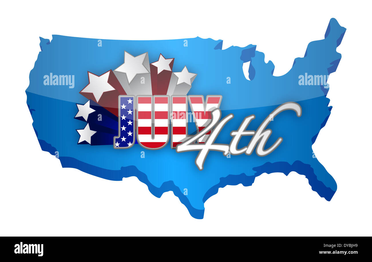 forth of july map sign illustration design over a white background ...
