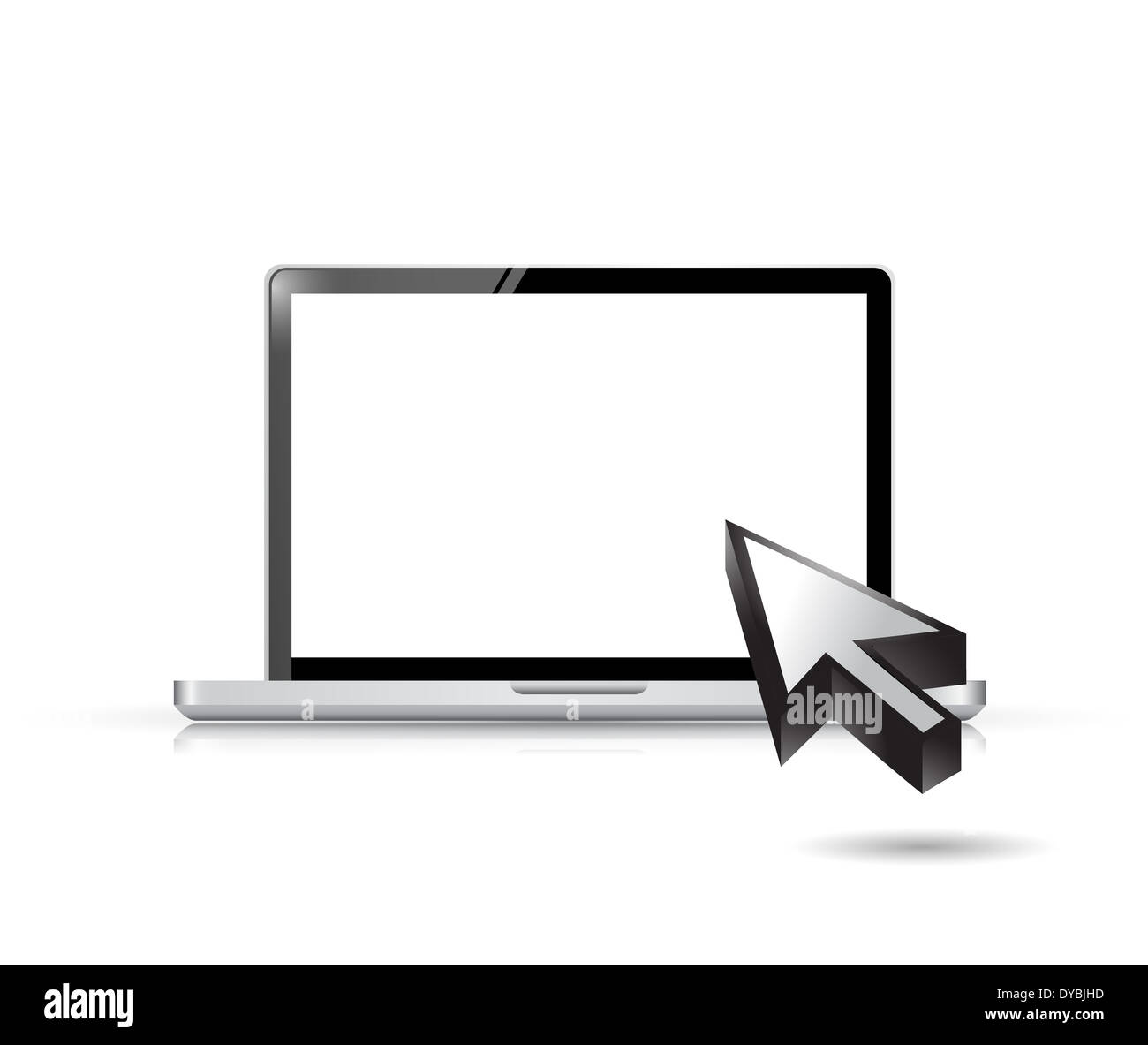 blank laptop and cursor illustration design over a white background ...