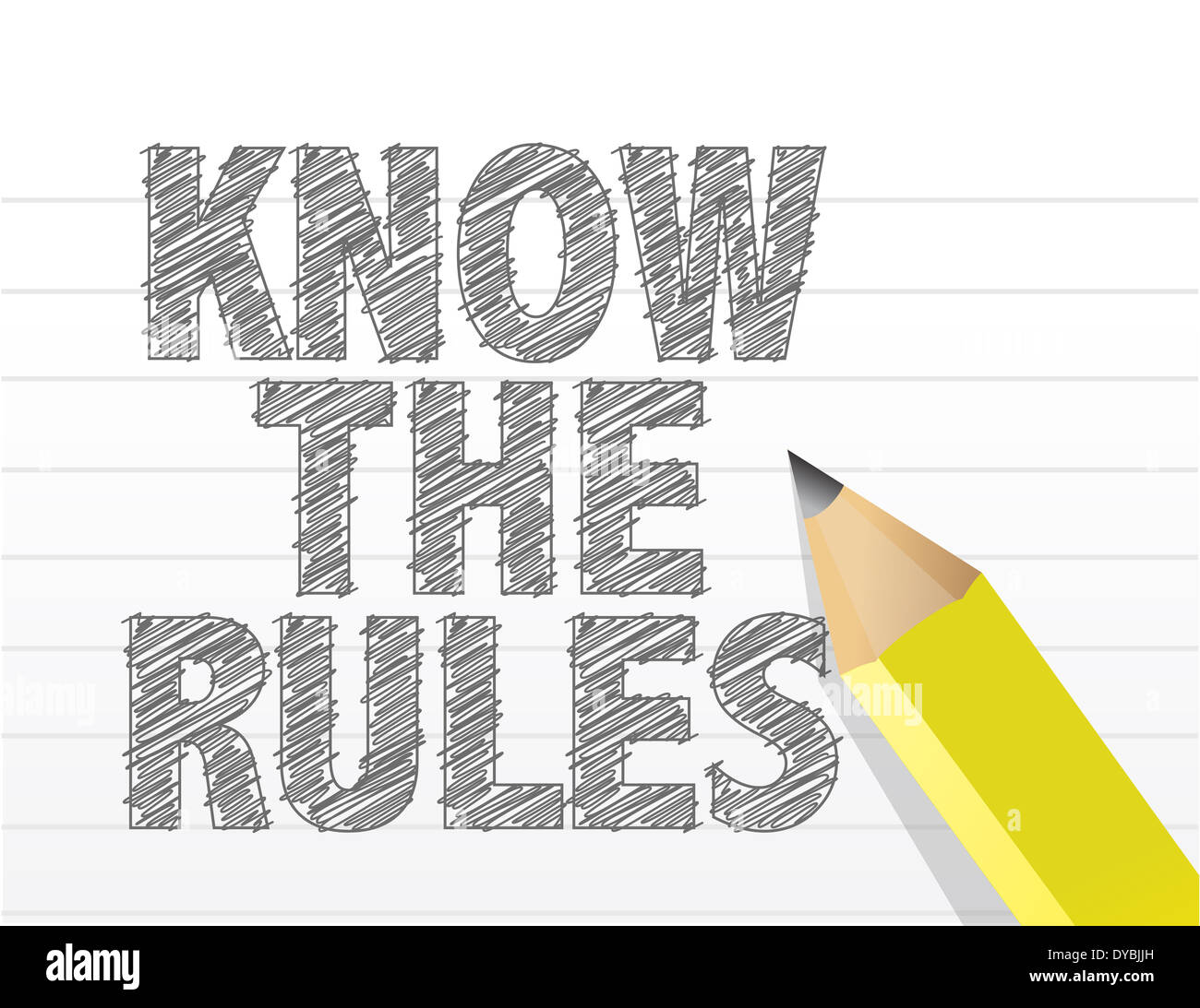 Know The Rules written on a blank notepad paper illustration design ...