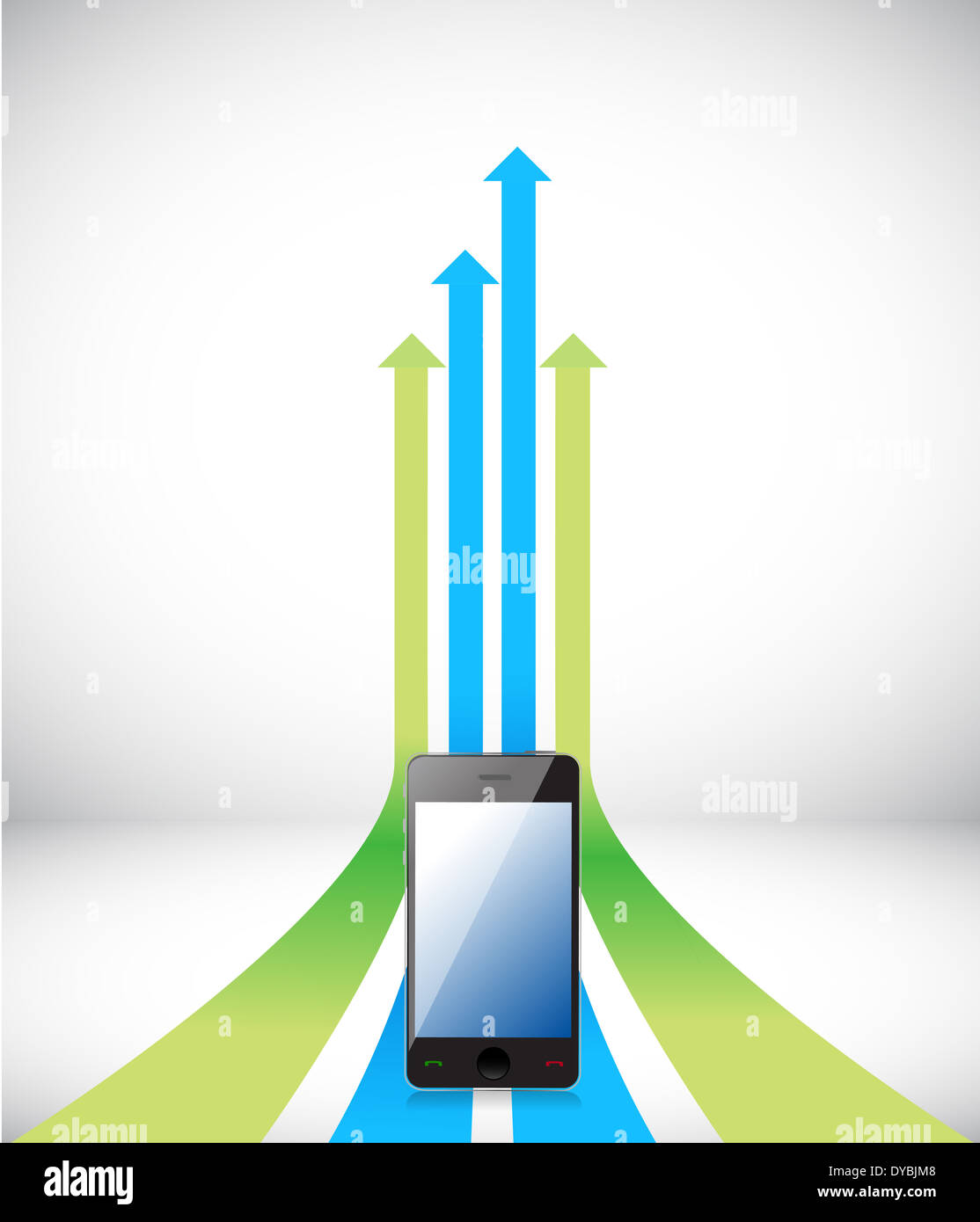 phone Arrow rising toward same direction success concept illustration ...