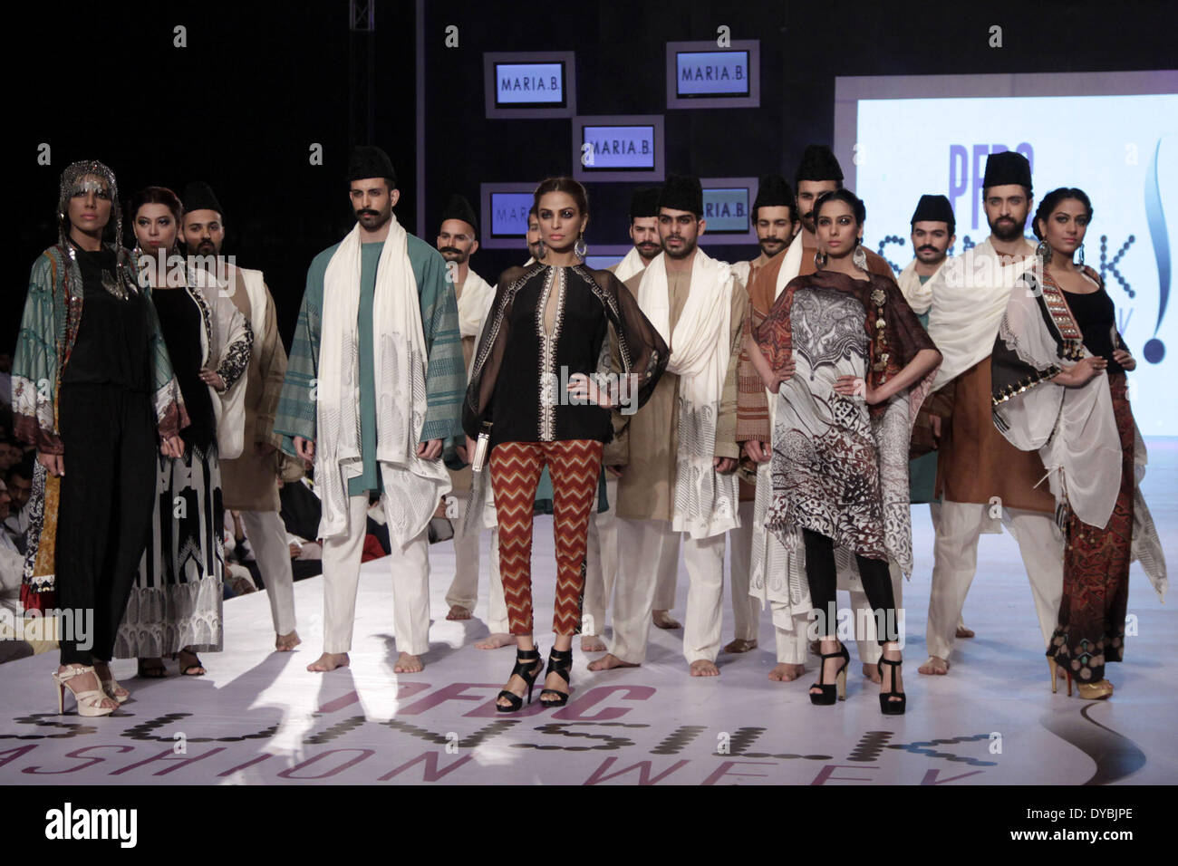 Lahore. 12th Apr, 2014. Models present creations by designer Maria B on ...