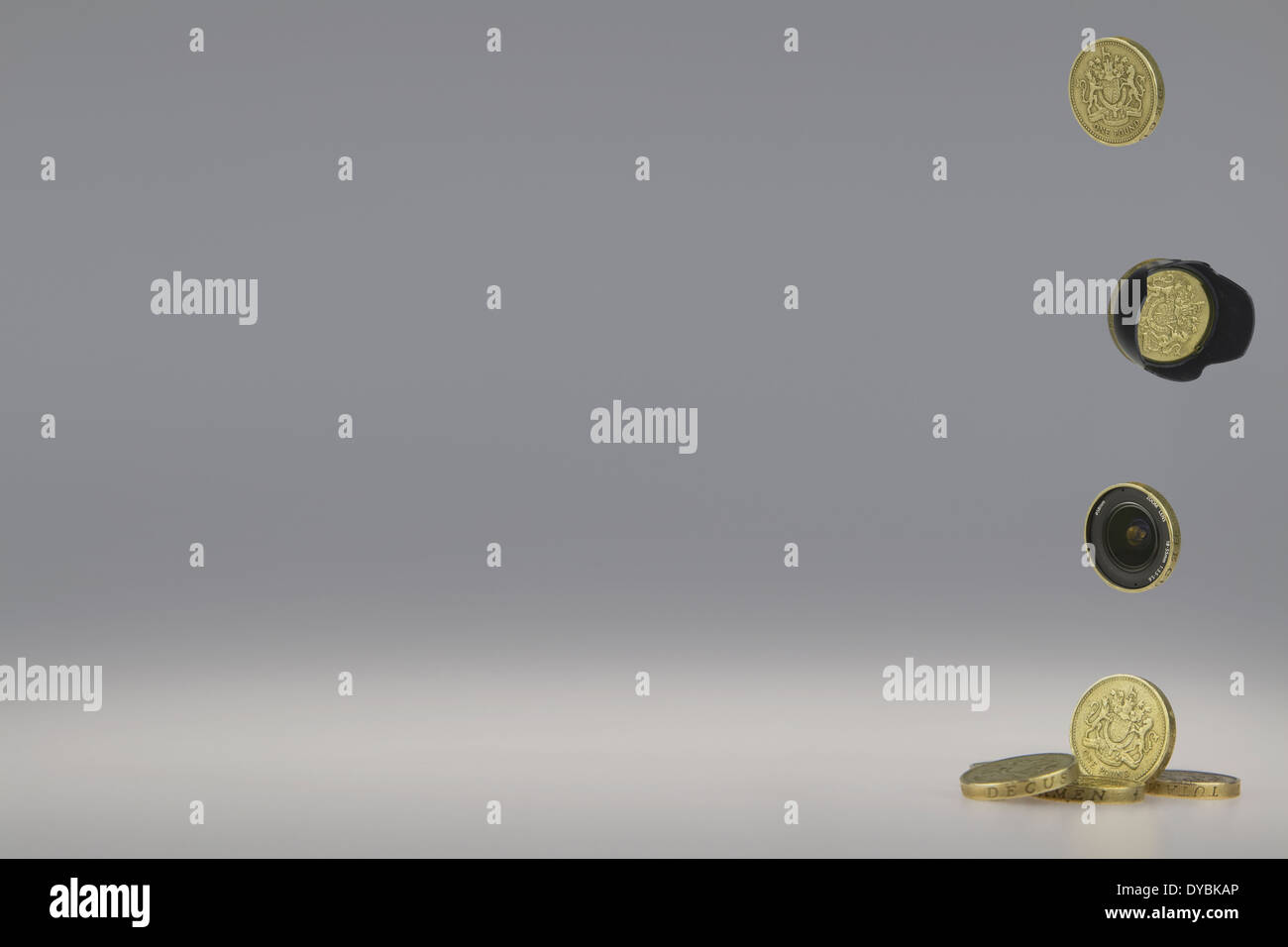 make money from photography concept, British One Pound Coins with a ...