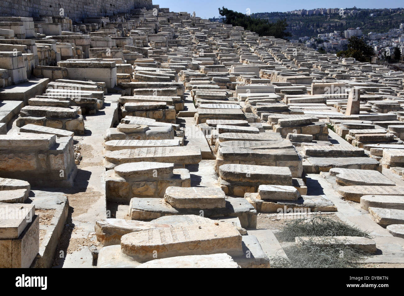 View of tombs in the Jewish cemetery of the Mount of Olives, Jerusalem ...