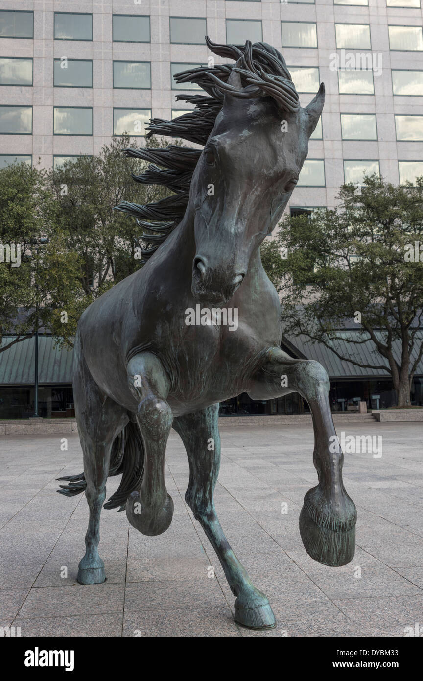 Detail of the bronze "Mustangs of Las Colinas" in Williams square ...