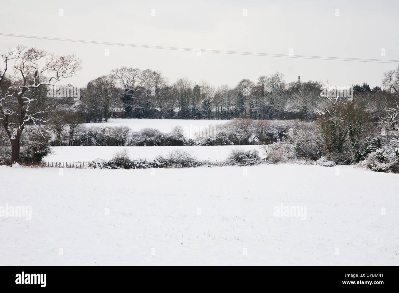 winter snow scene showing snow covered fields The south of England ...