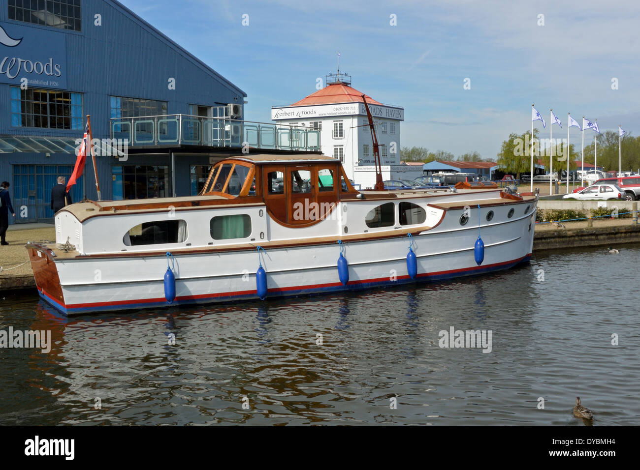 Traditional Broads cruiser Spark of Light, moored at Herbert Woods ...