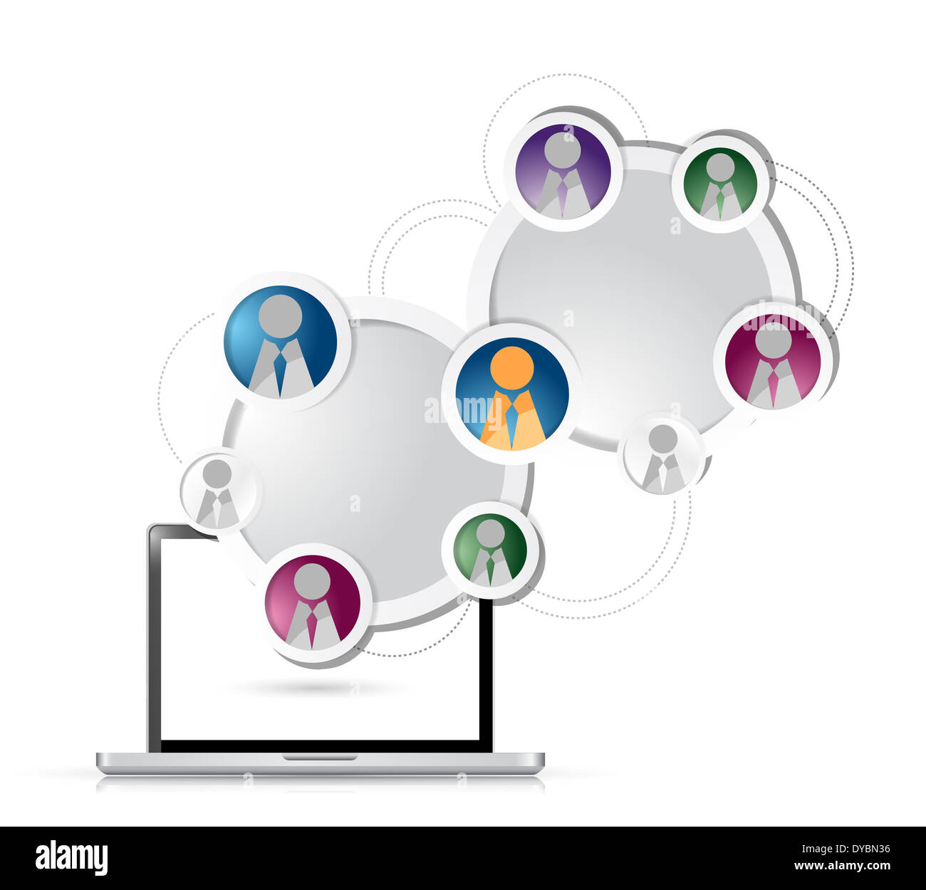 laptop social network circle colorloop business, template illustration ...