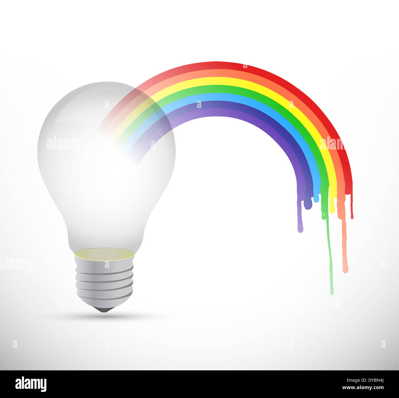 lightbulb and rainbow illustration design over a white background Stock ...