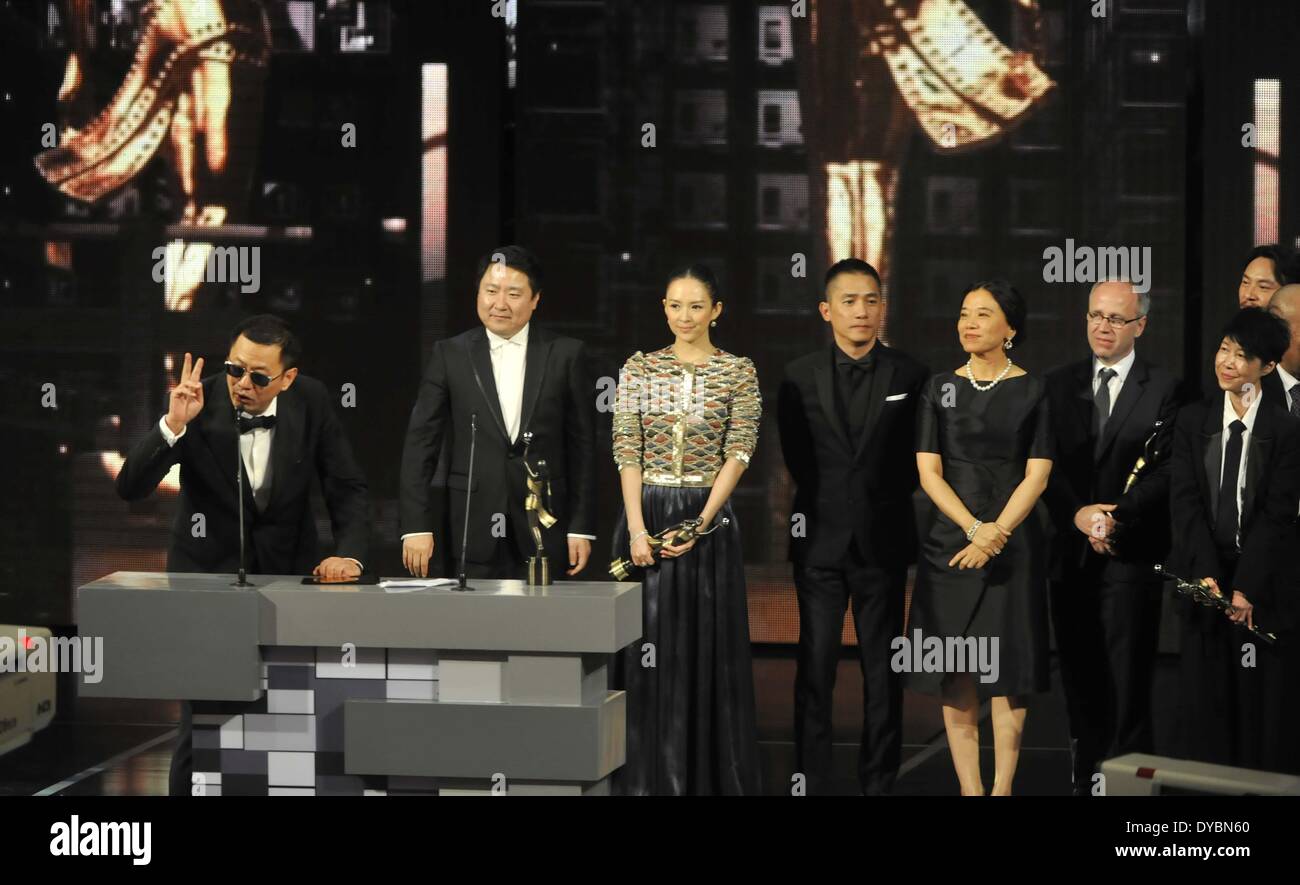 Hong Kong. 13th Apr, 2014. Cast members of the movie "The Grandmaster ...
