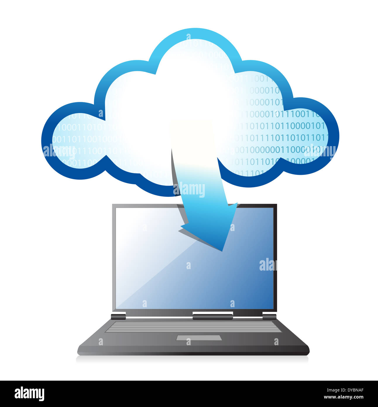 Laptop with cloud computing symbol on a screen illustration design ...