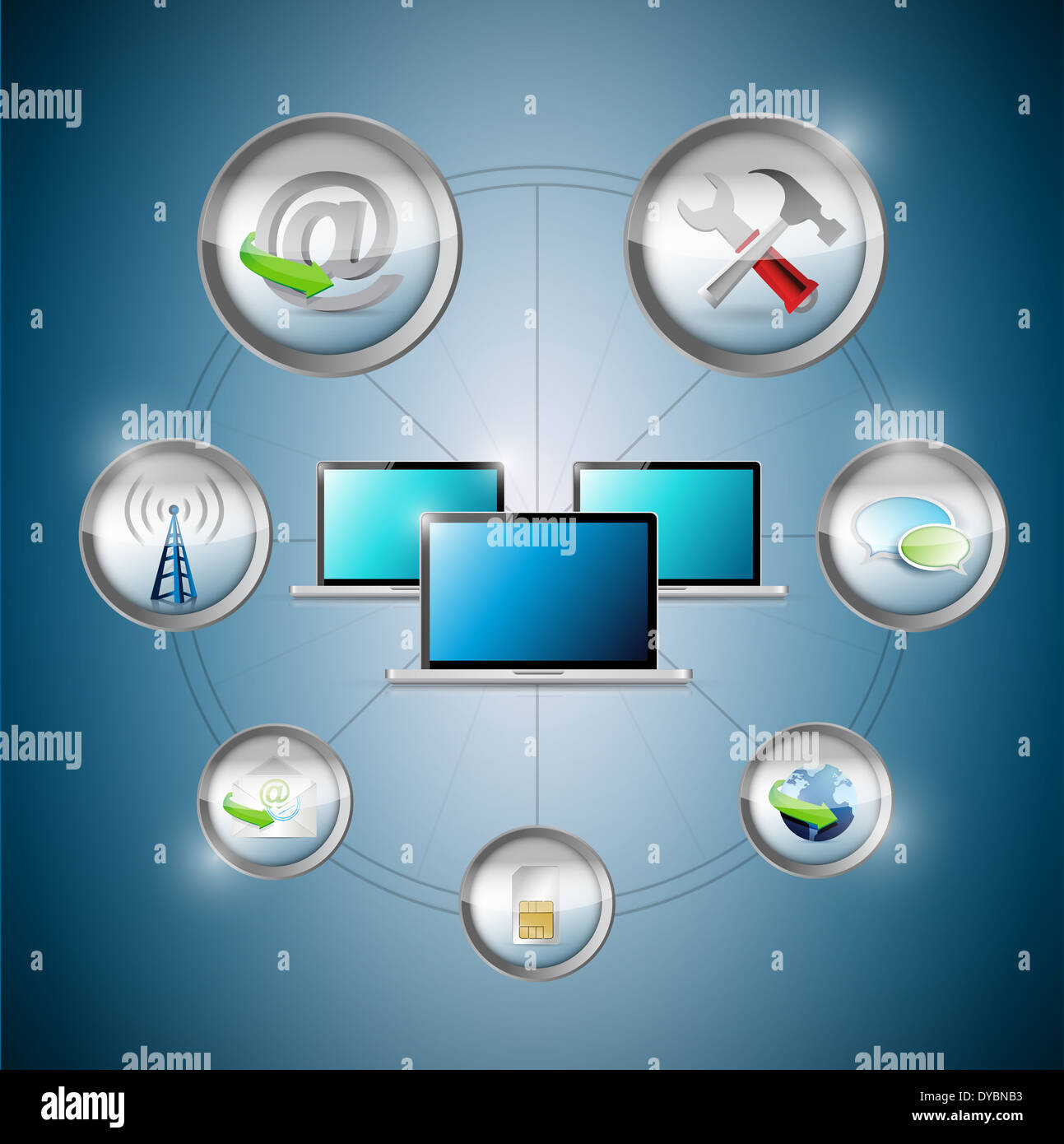 Laptop computers settings option cycle Stock Photo - Alamy