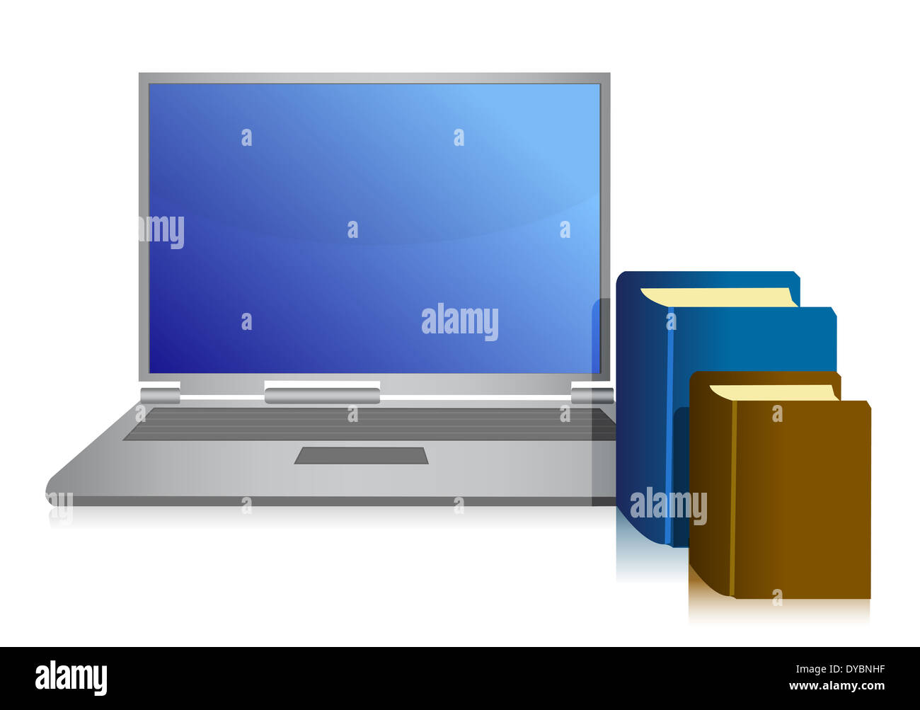 laptop and books illustration over white background Stock Photo - Alamy