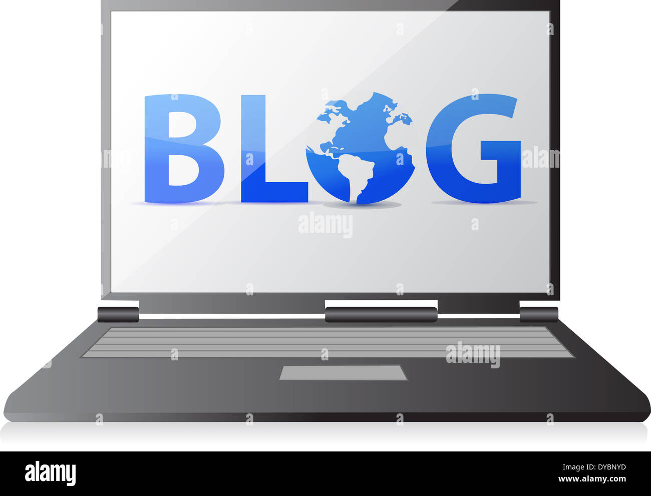 blog text on a laptop screen illustration design Stock Photo - Alamy