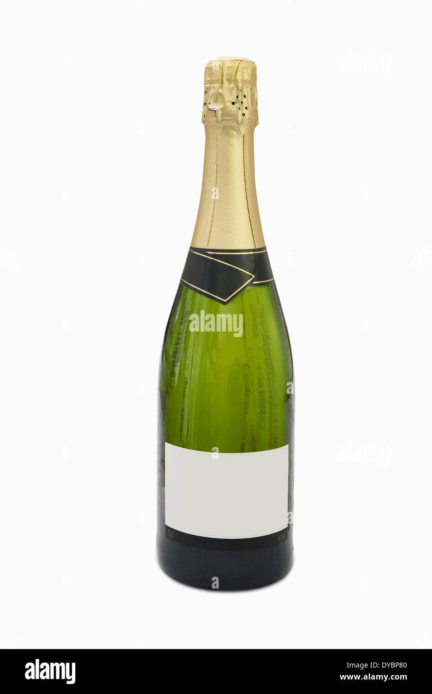 Bottle of Champagne with a blank label Stock Photo - Alamy