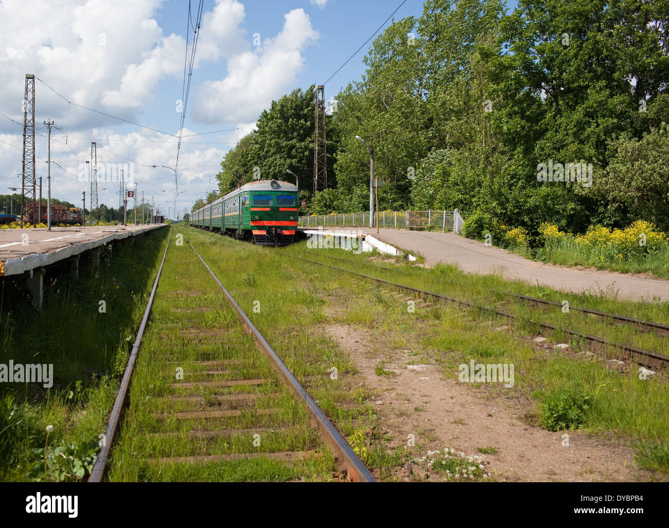 Electric local train at the platform in rural areas Stock Photo - Alamy