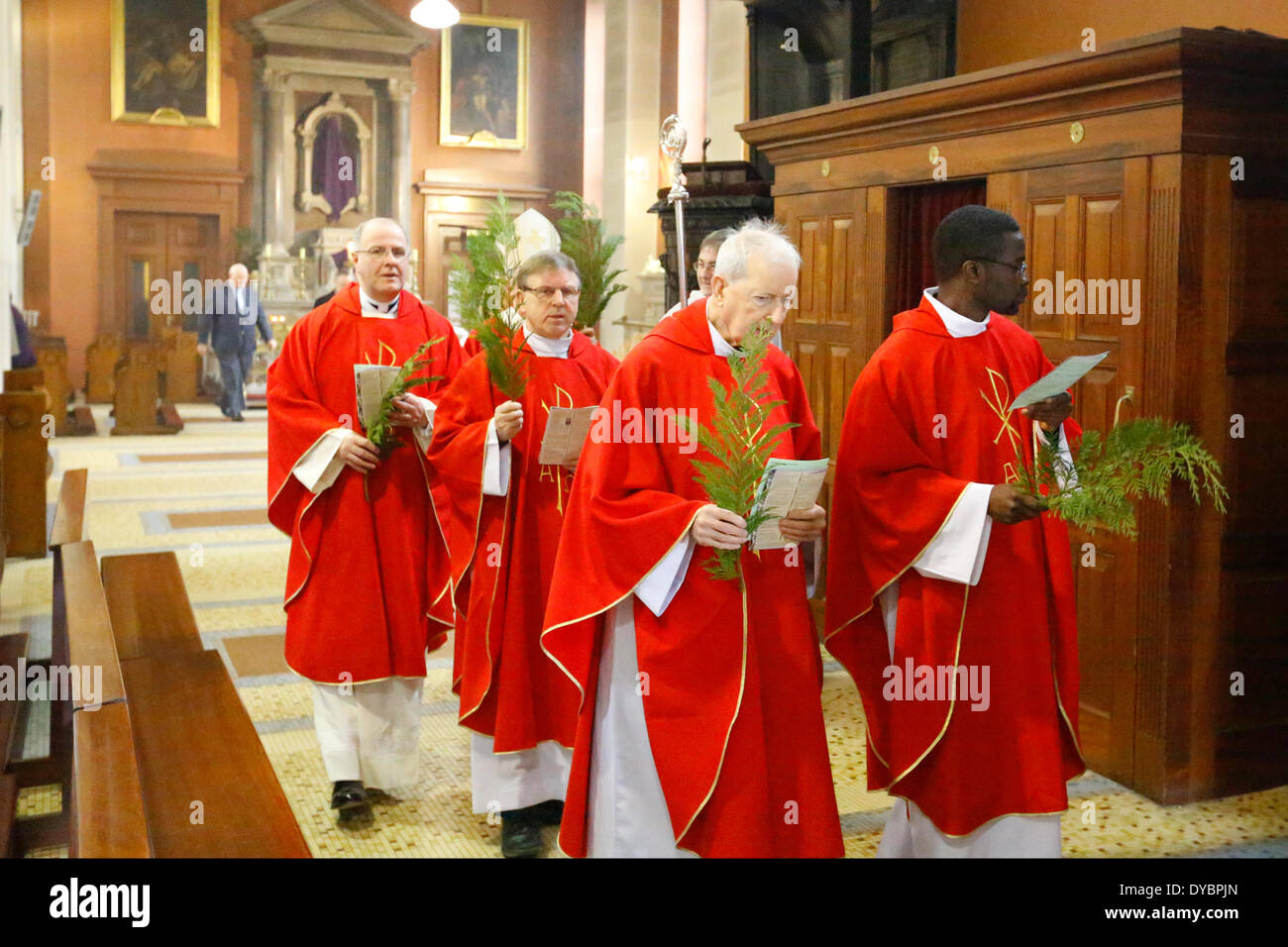 Dublin, Ireland. 13th April 2014. The priests who take part in the Palm ...