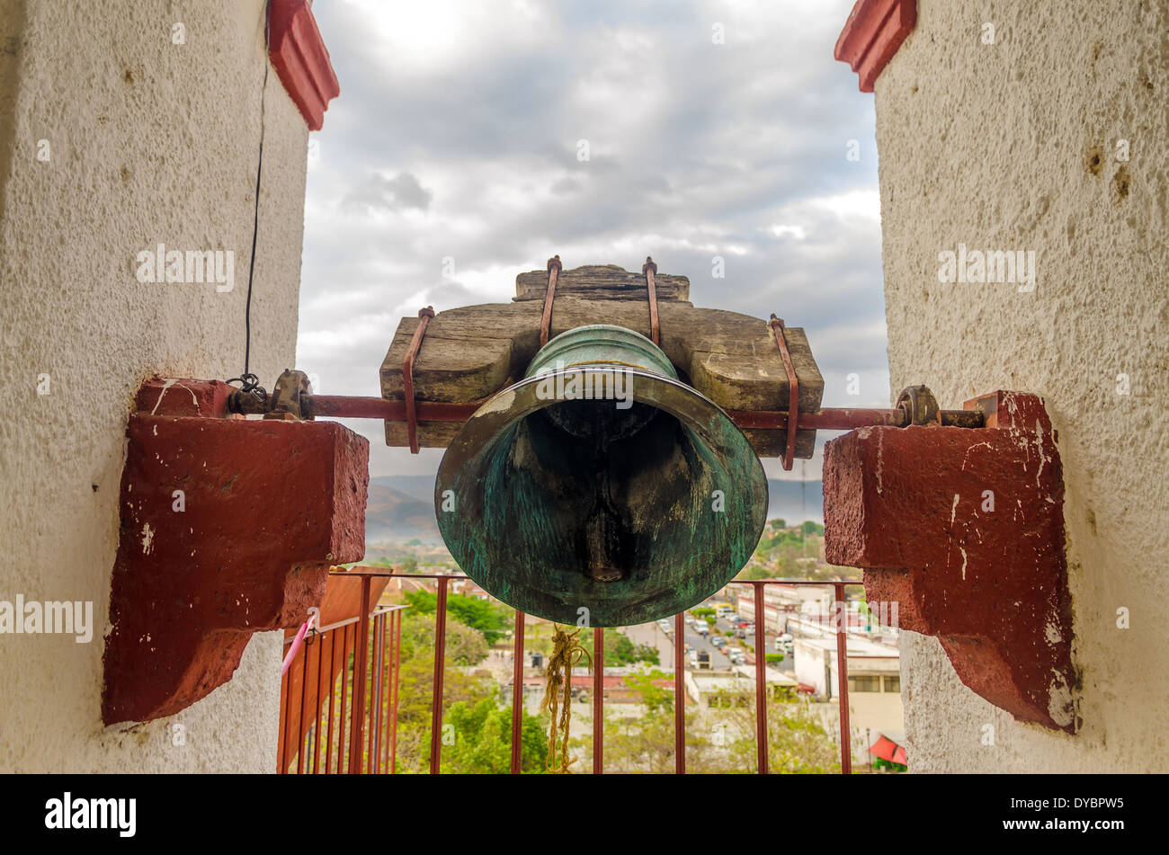 Old bronze bell in bell tower of colonial church Stock Photo - Alamy