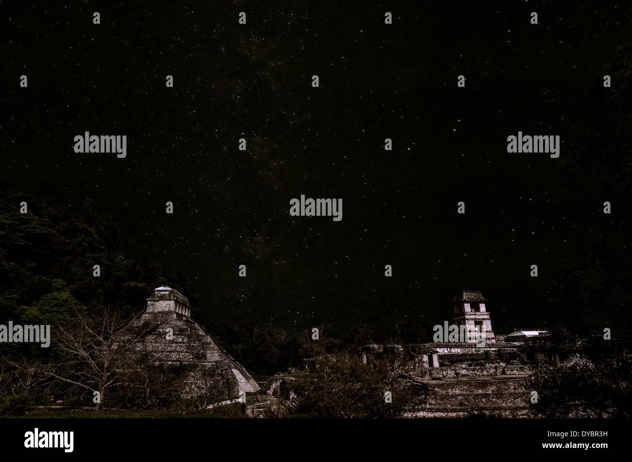 Mayan temples in the jungle at palenque in chiapas mexico hi-res stock ...