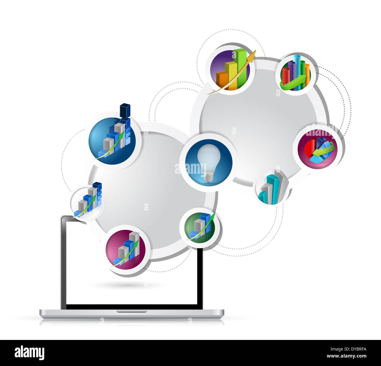 technology business concept diagram illustration network over a white ...