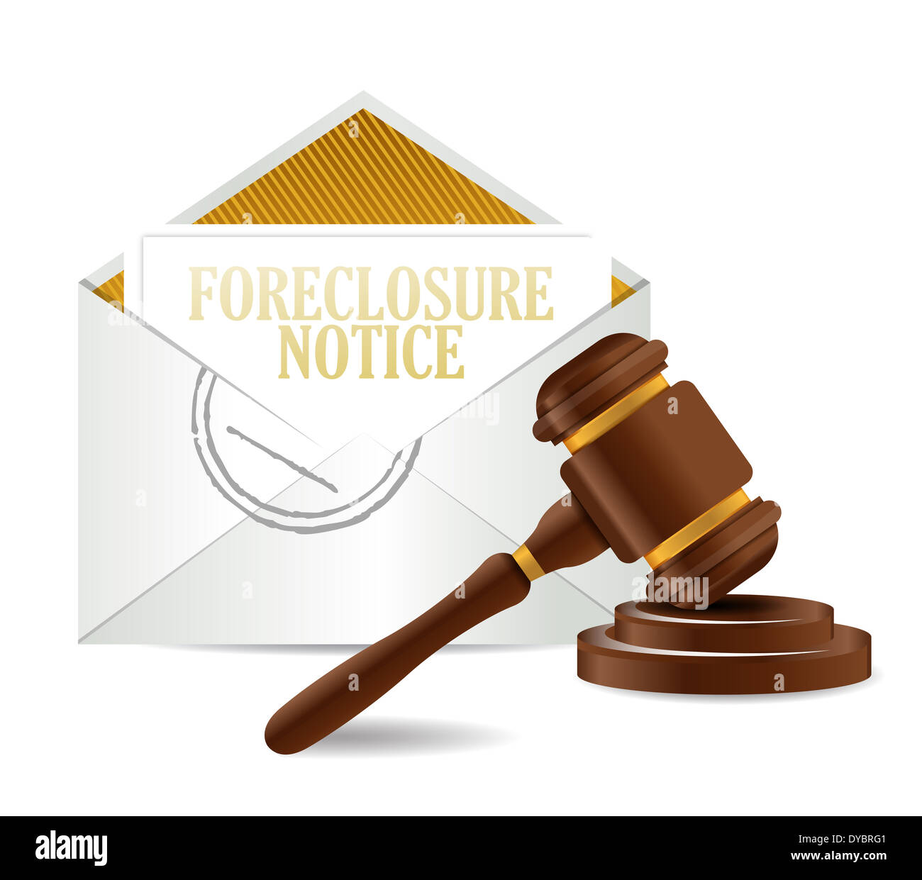 foreclosure notice document papers and gavel illustration design over a ...
