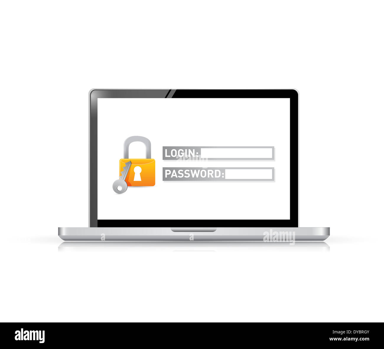security screen. login information required. illustration design over ...