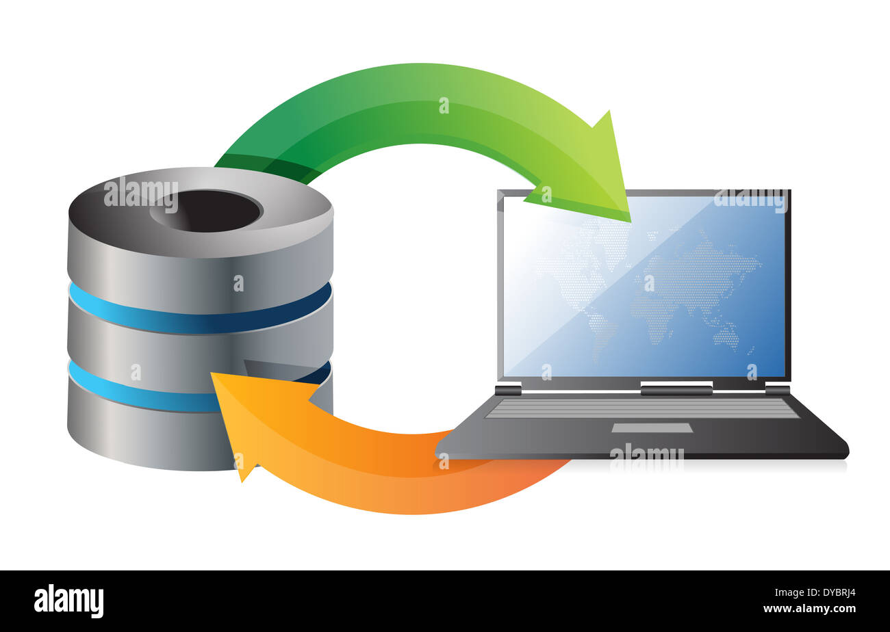 server and laptop connected to the network illustration design Stock ...