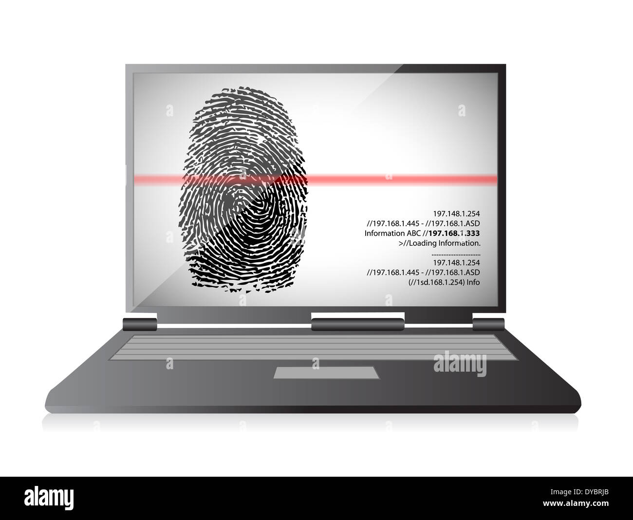 Laptop computer scanning a finger print Stock Photo - Alamy