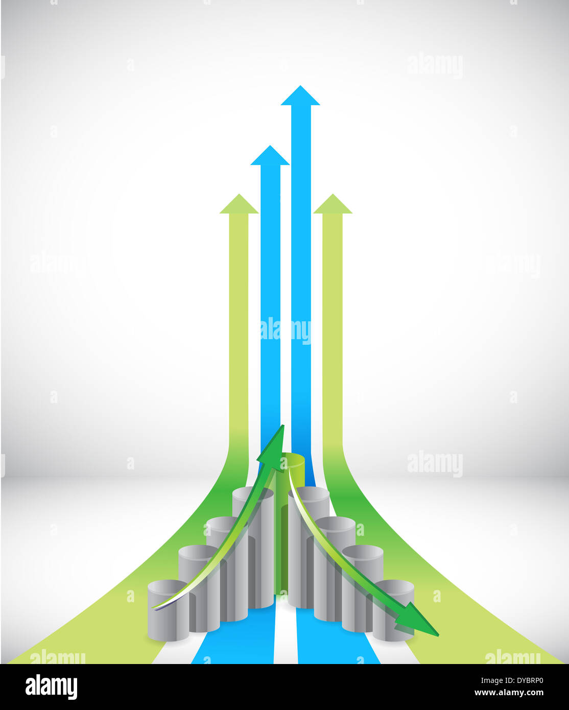 Green and blue leader arrows and graph illustration Stock Photo - Alamy