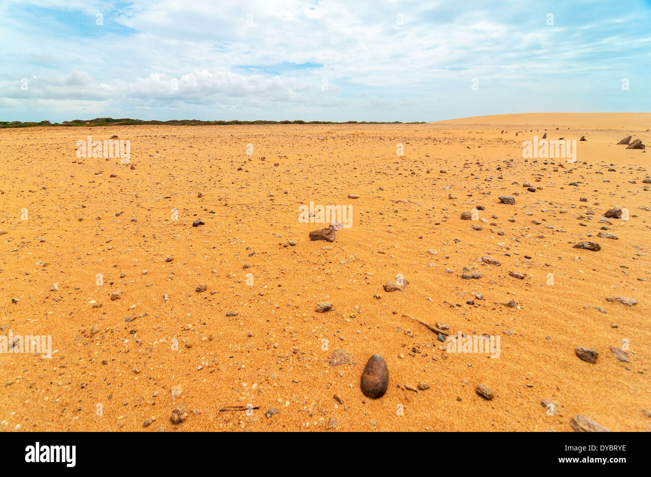Desolate rock and sand covered desert landscape Stock Photo - Alamy