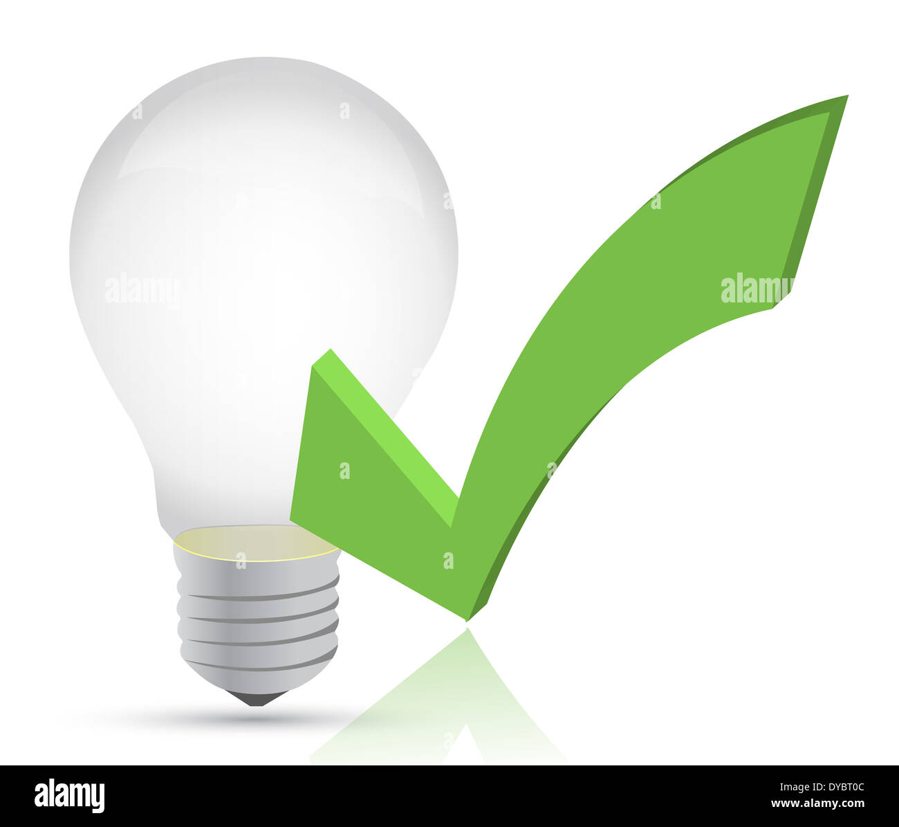 light bulb and check mark illustration design over white Stock Photo ...