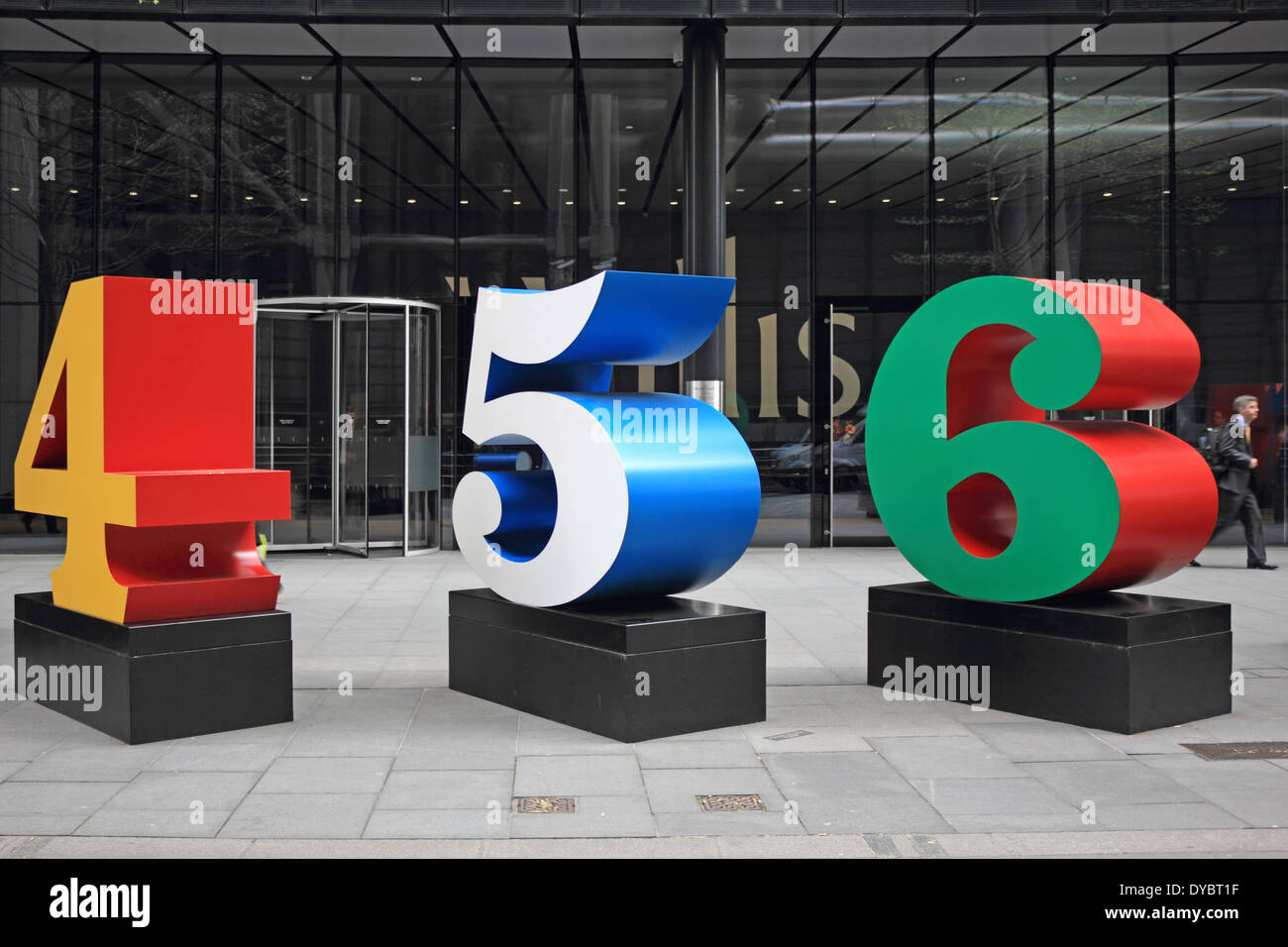 Large coloured numbers outside the Willis offices and opposite Lloyds ...