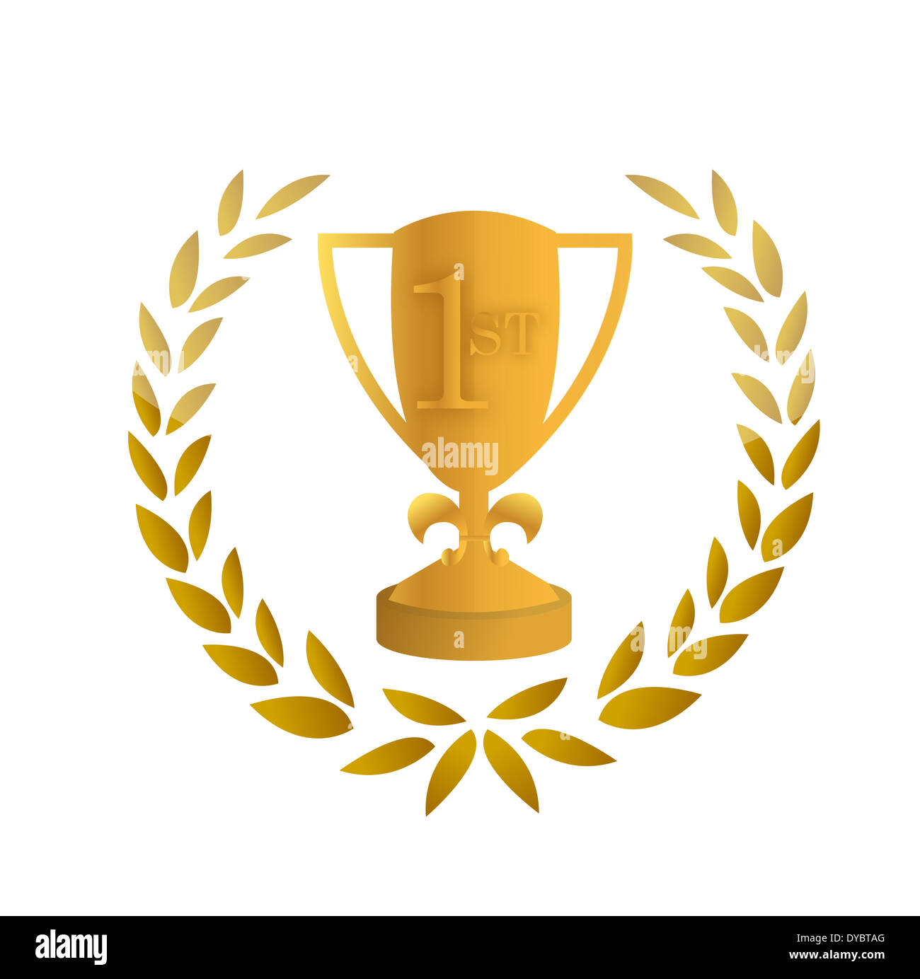 Golden trophy leaves illustration design over a white background Stock ...