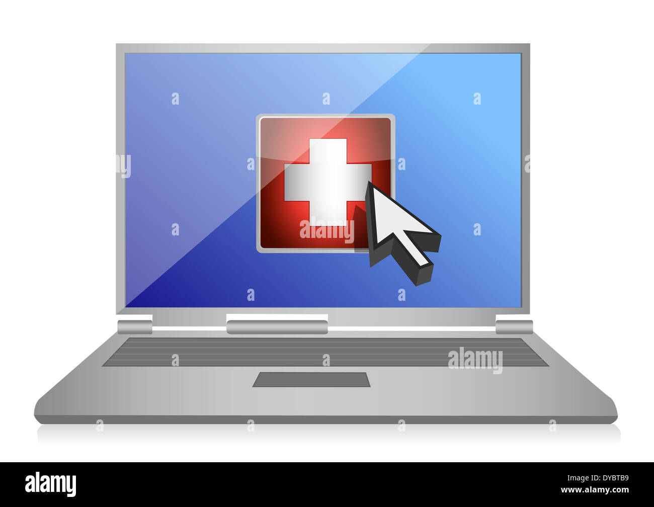 laptop and medical symbol button illustration design over white Stock ...