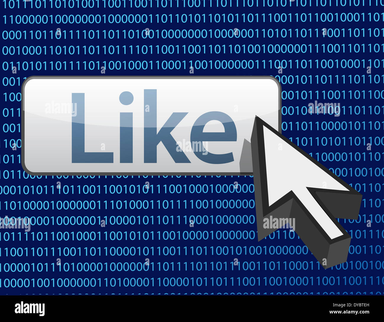 Binary like button and cursor illustration design over blue Stock Photo ...