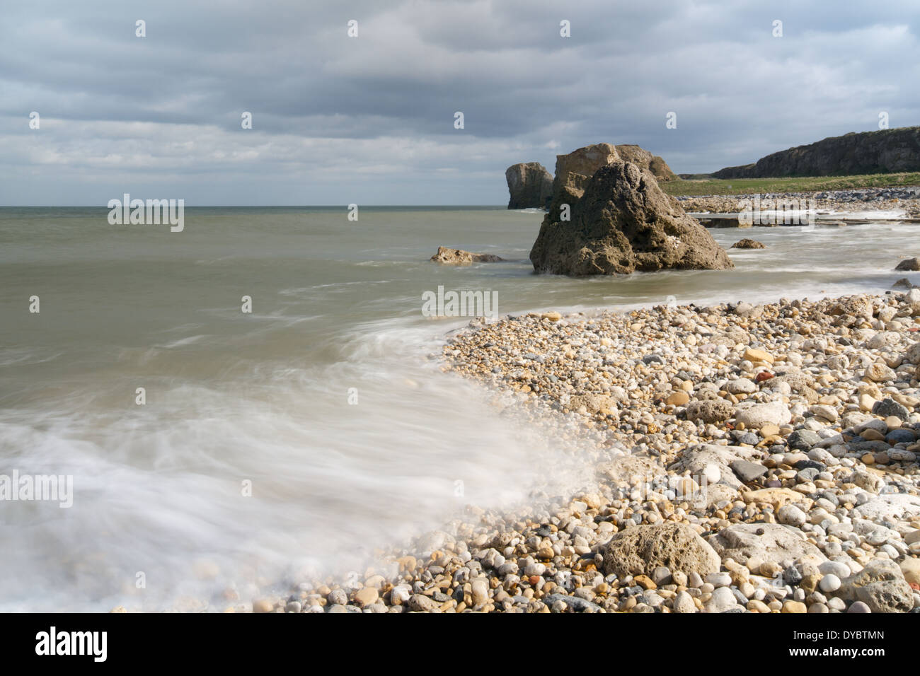 Sea waves in motion at Trow Quarry Beach, South Shields, Tyne and Wear ...
