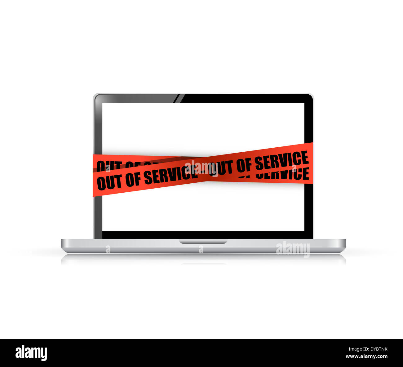 laptop out of service. illustration concept design over white Stock ...