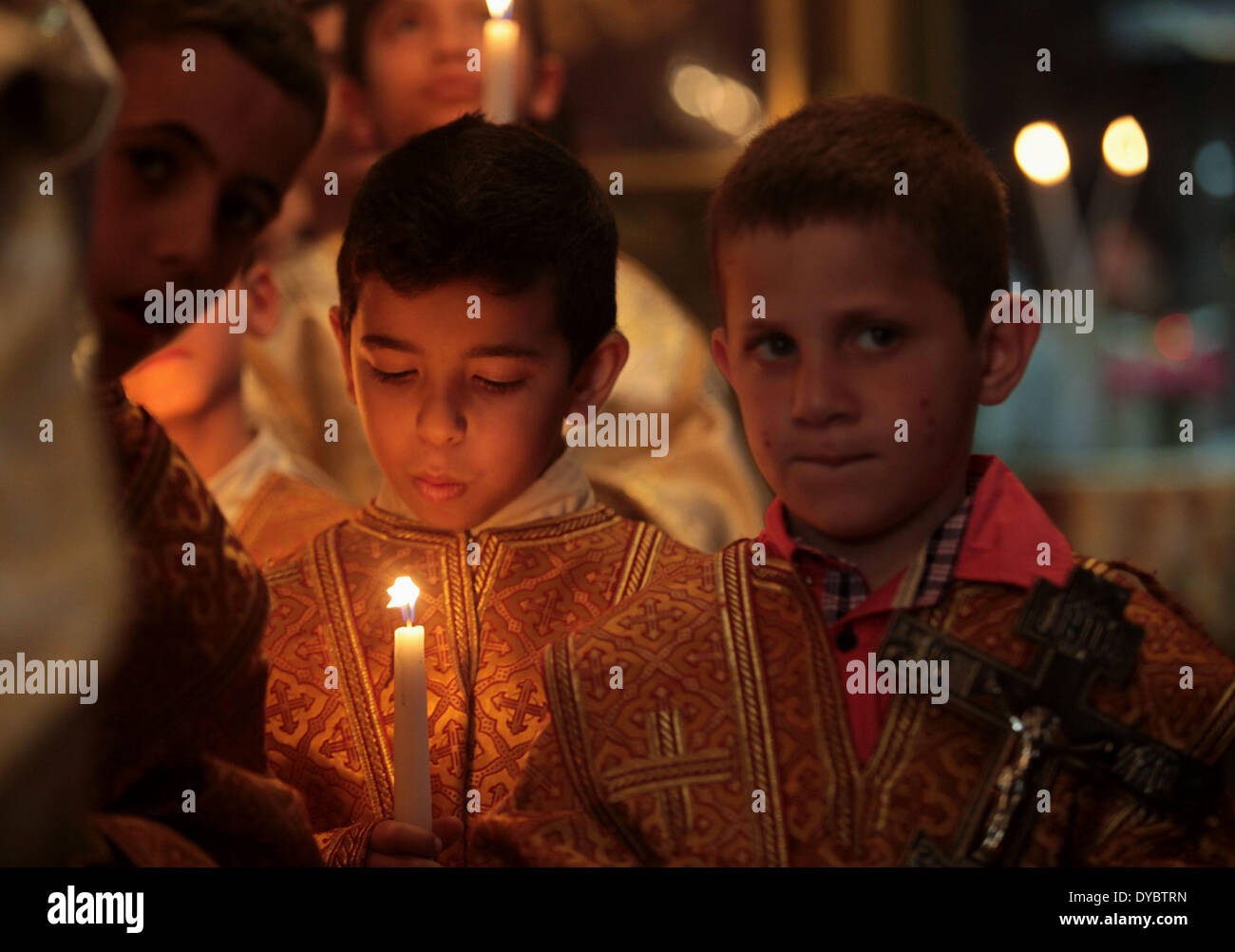 Gaza City, Gaza Strip. 13th Apr, 2014. Palestinian Orthodox Christians ...