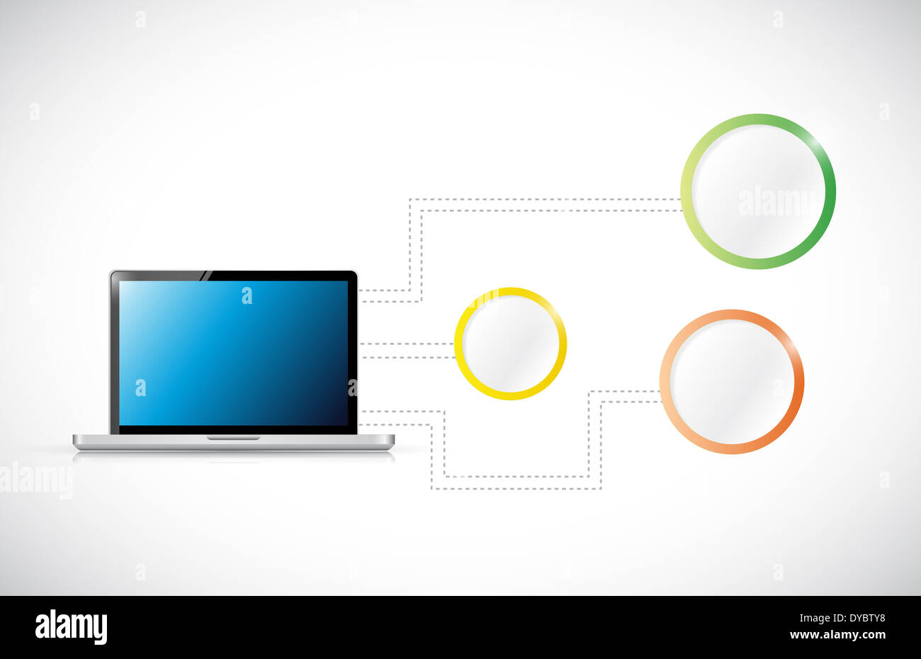 laptop network diagram illustration design over a white background ...