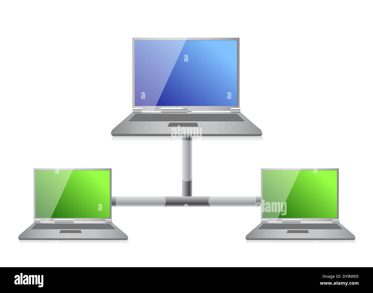 laptop connection network illustration design over a white background ...
