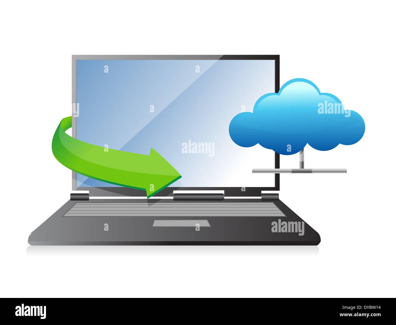 laptop showing a cloud as concept of cloud computing graphic design ...
