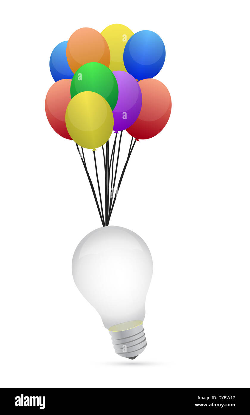 idea lightbulb and colorful bubbles over white background Stock Photo ...
