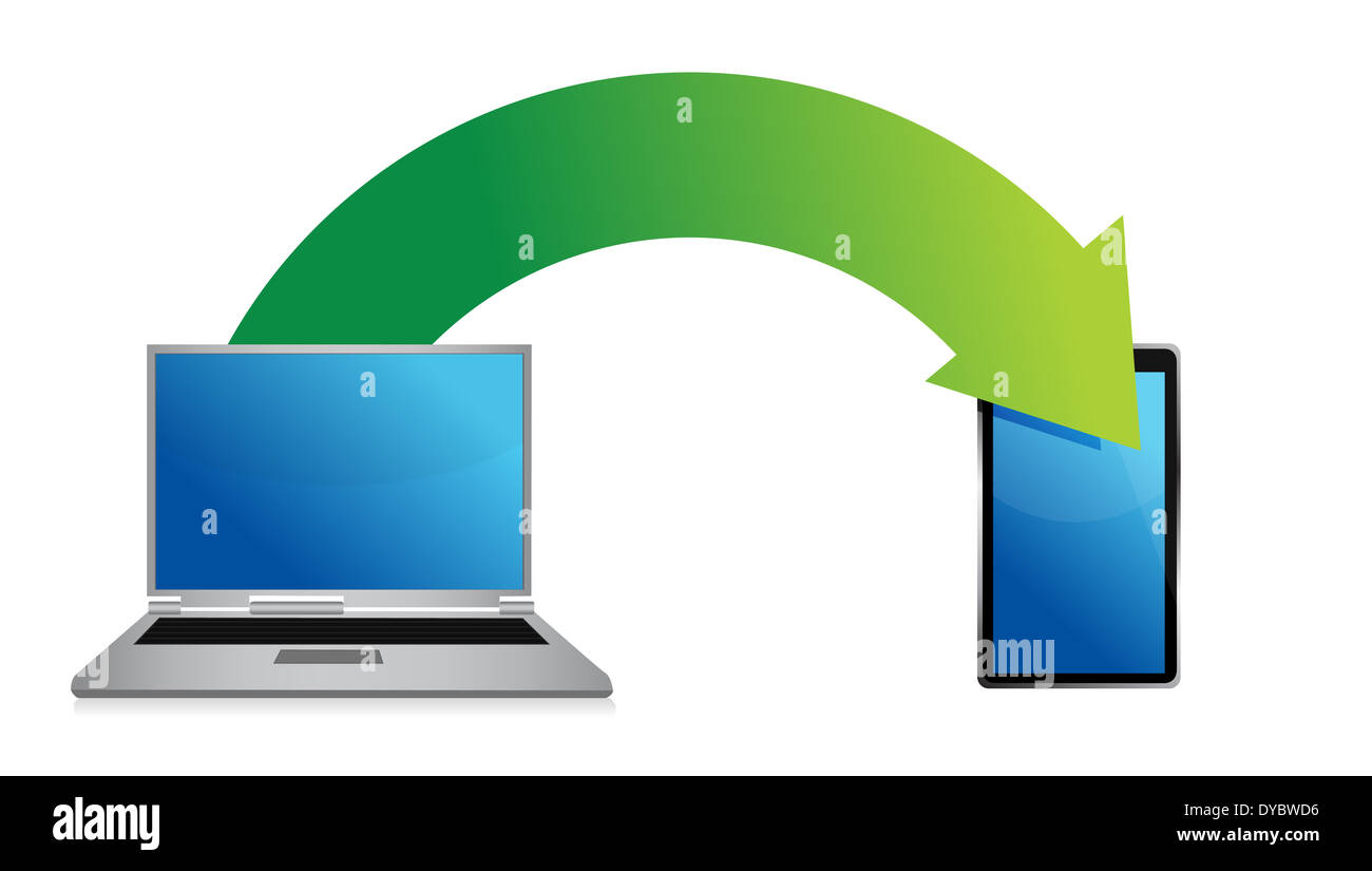 laptop and mobile phone illustration design over a white background ...